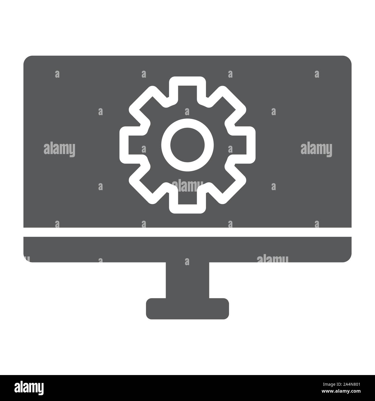 Computer settings glyph icon, technology and equipment, monitor with ...