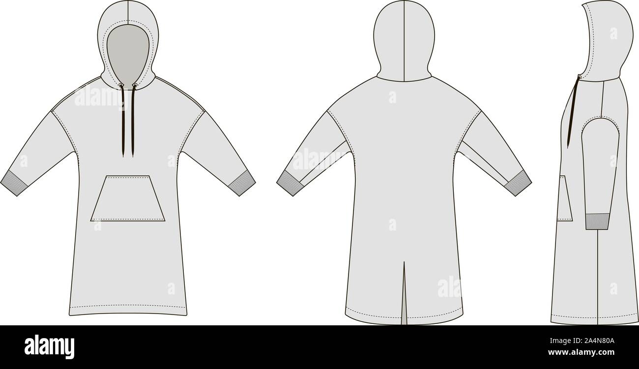 Fashion technical sketch of long smock in vector graphic Stock Vector ...