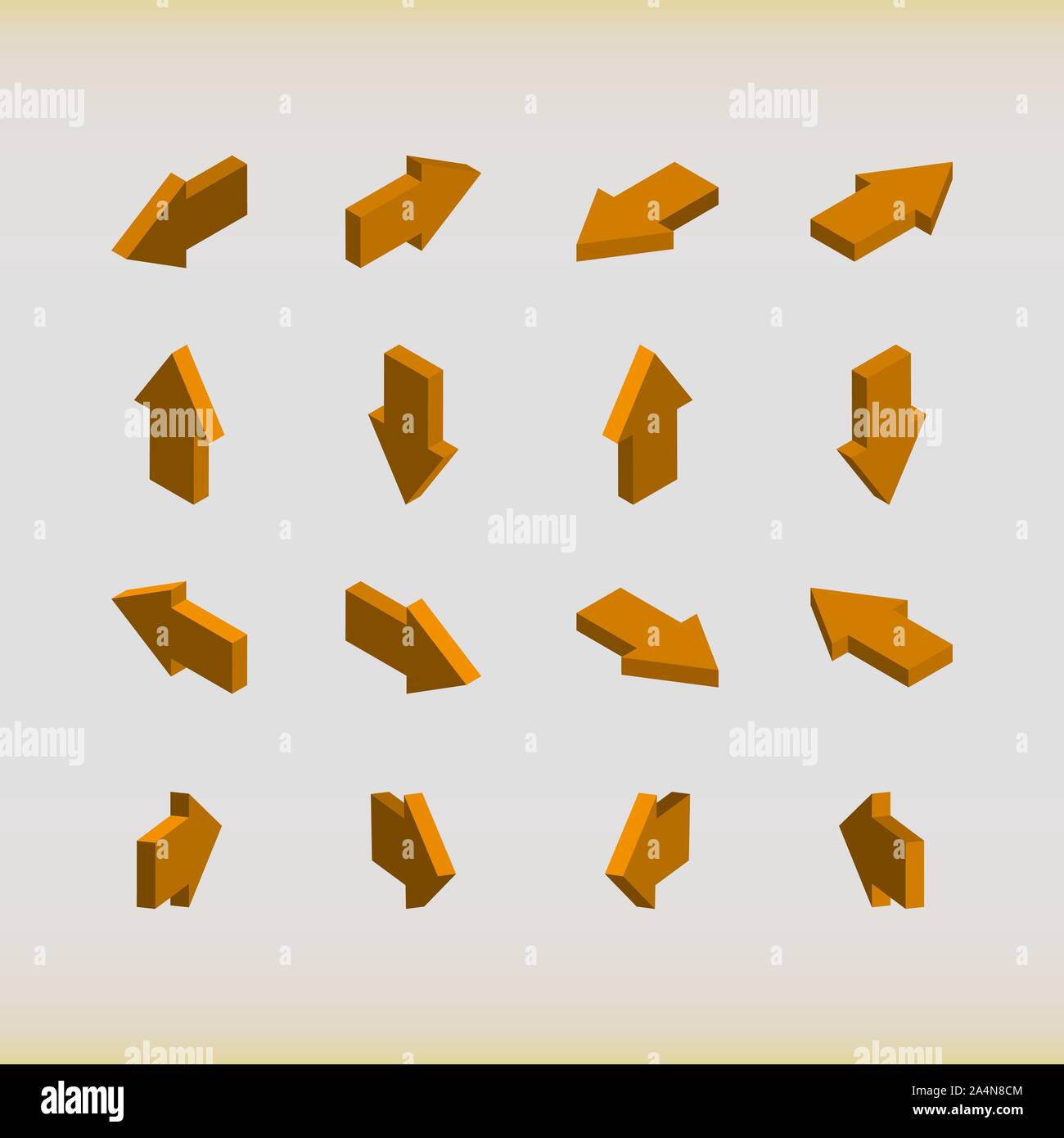 Set of isometric arrows orange. Vector illustration Stock Vector Image ...