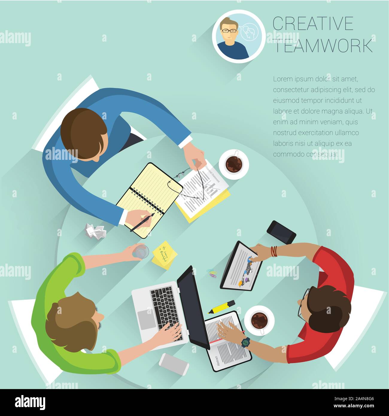 top view flat design vector office people Stock Vector Image & Art - Alamy