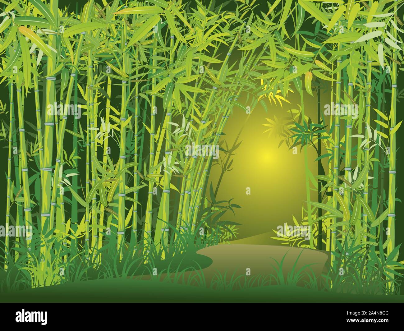 Illustration of bamboo trees, asian forest landscape background Stock ...