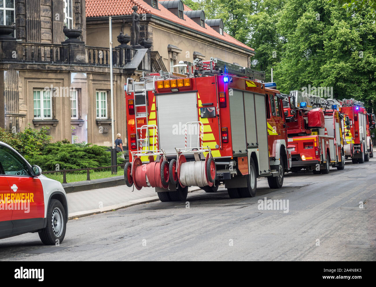 German fire brigade in action Stock Photo - Alamy