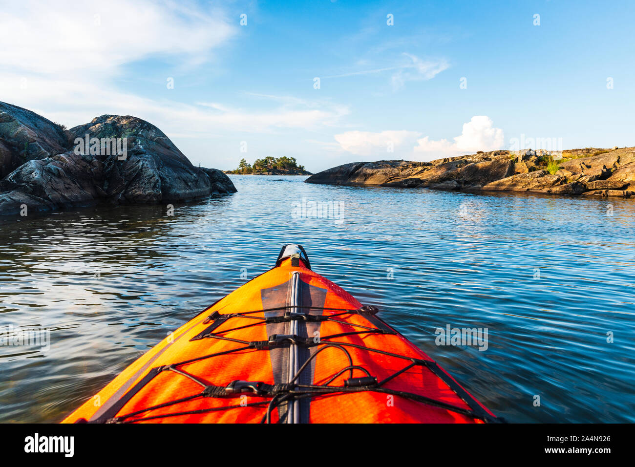 Kayak between rocks Stock Photo - Alamy