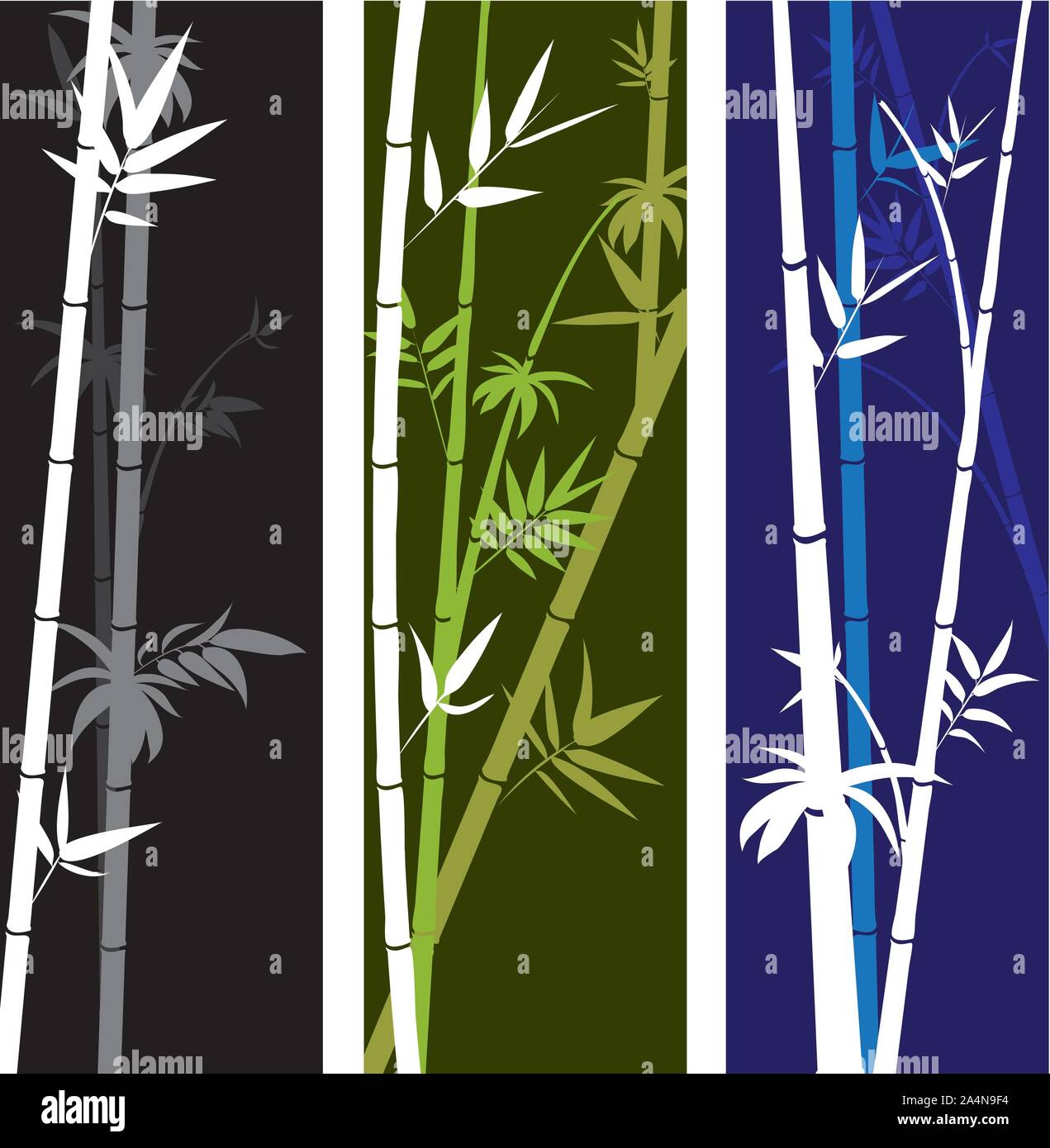 Abstract bamboo branches with leaves grunge illustration Stock Vector ...