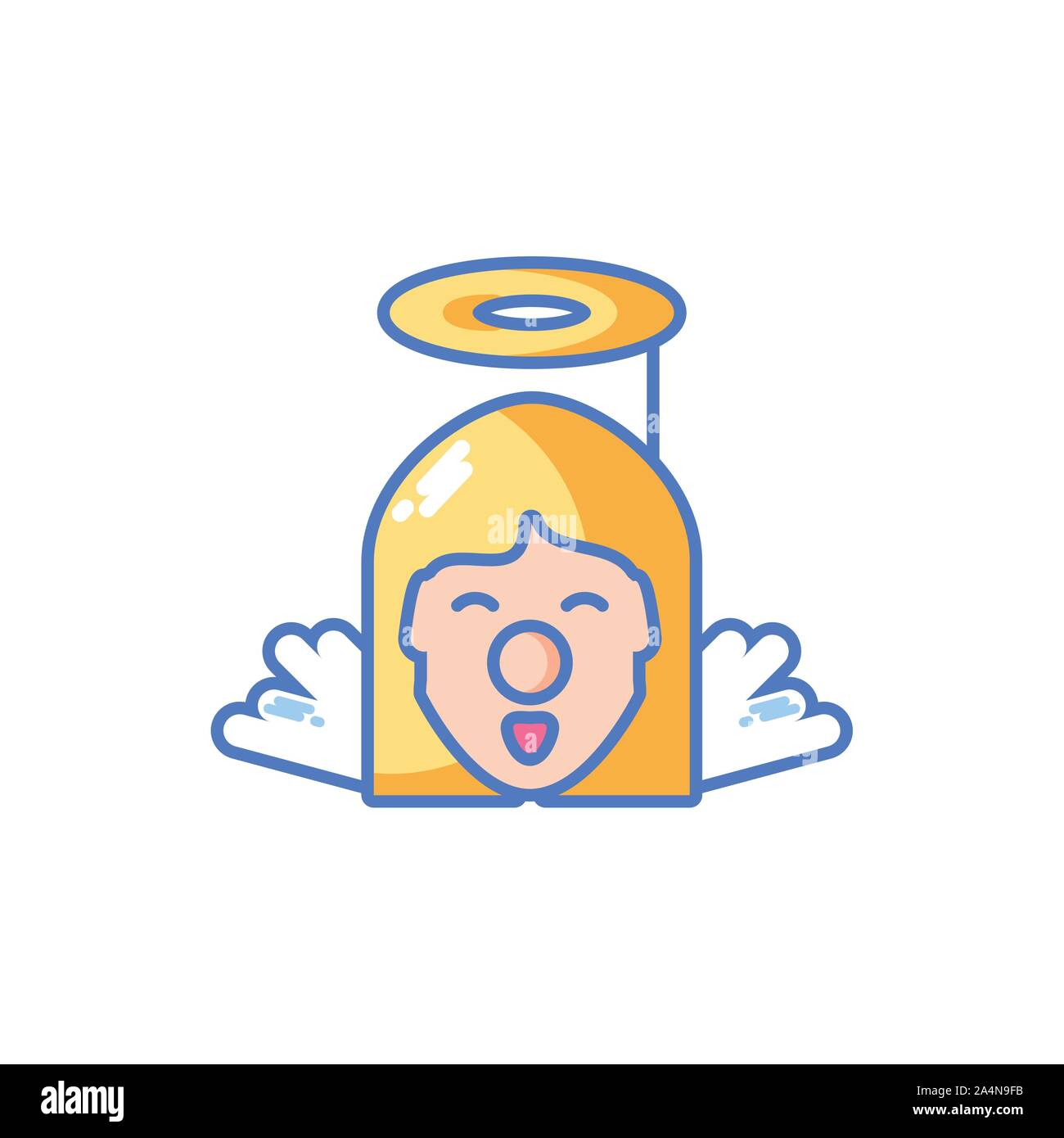 head of cute christmas angel on white background vector illustration ...
