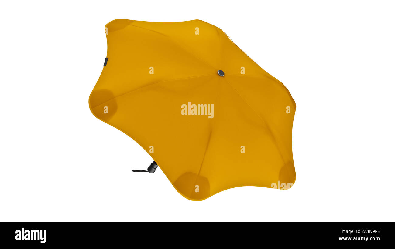 Umbrella parasol open modern yellow, back view. 3D rendering Stock ...