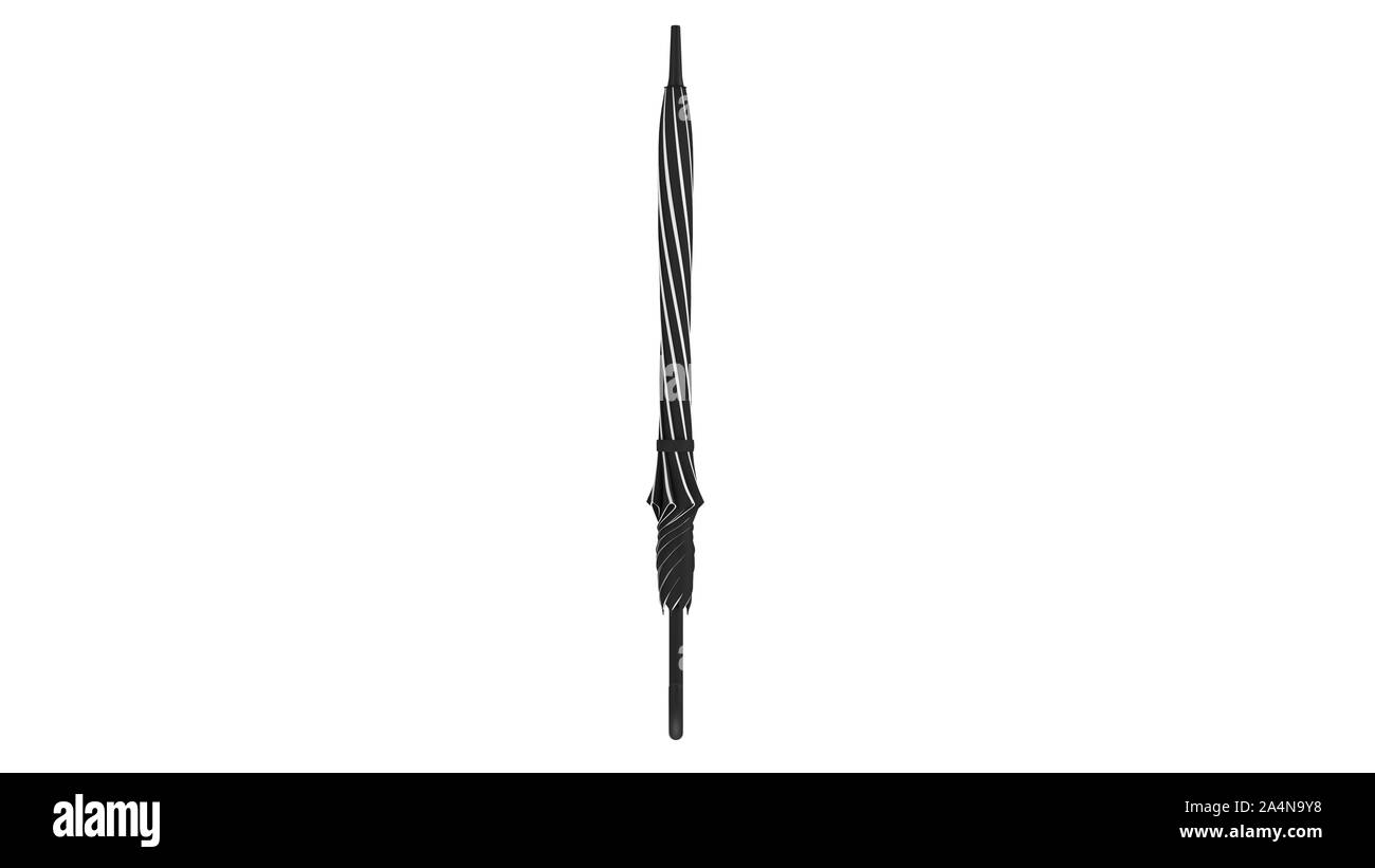 Umbrella parasol classic closed with white inserts. 3D rendering Stock ...