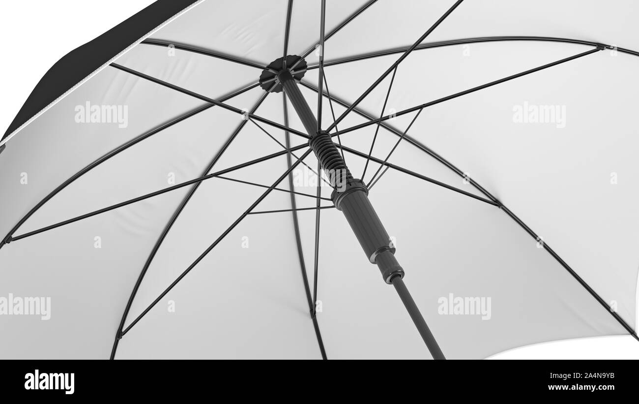 Umbrella parasol classic open with white bottom, close view. 3D ...
