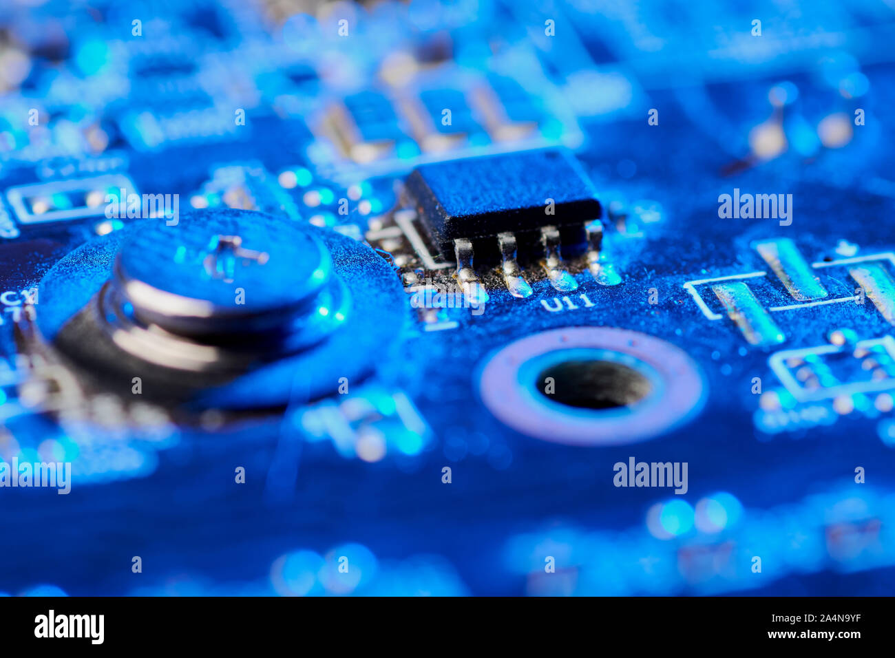 High tech mother board with chip components marco Stock Photo - Alamy
