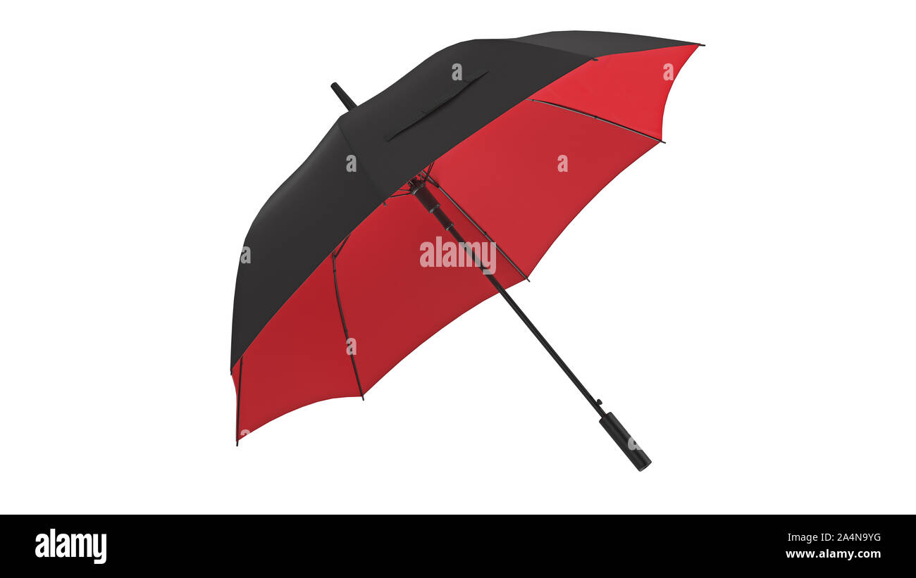 Umbrella parasol open black with red bottom. 3D rendering Stock Photo ...
