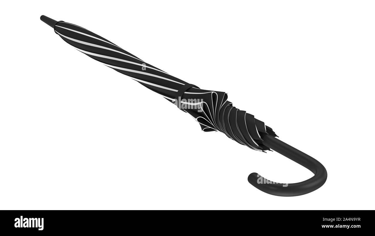 Umbrella parasol classic closed with white inserts. 3D rendering Stock ...