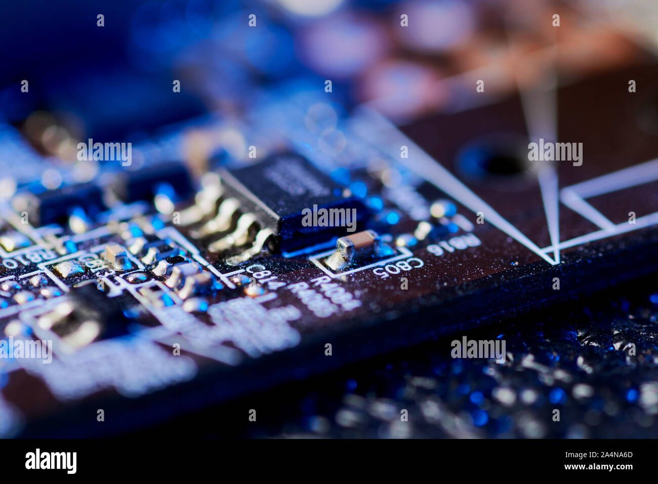 High tech mother board with chip components marco Stock Photo - Alamy