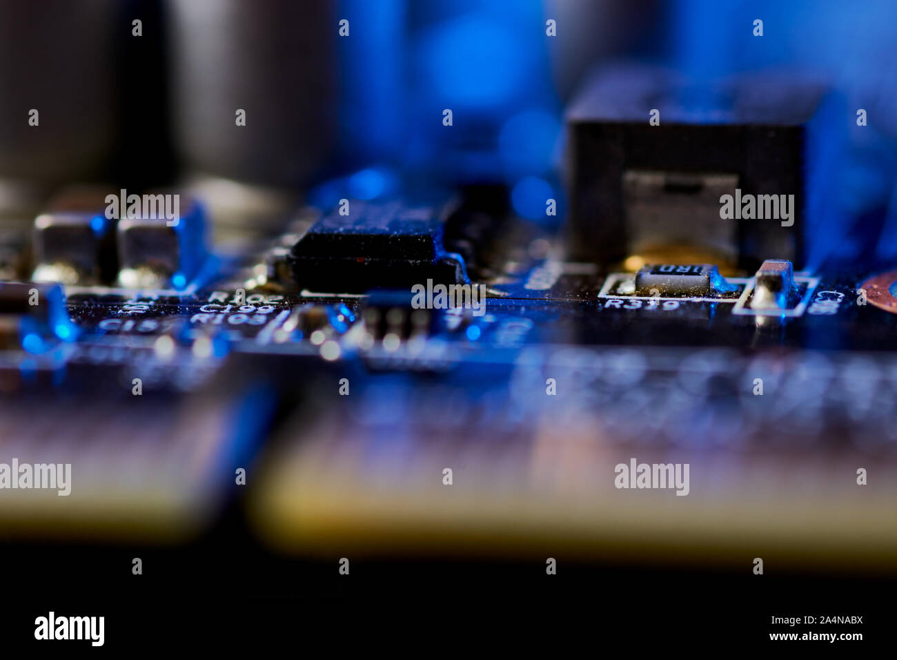 High tech mother board with chip components marco Stock Photo - Alamy