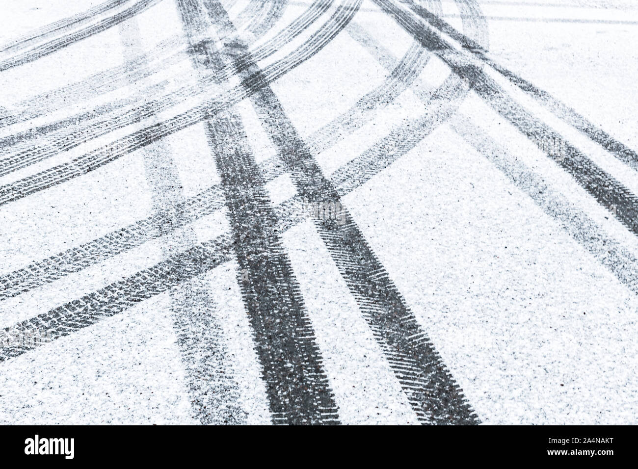 Tire tracks in snow Stock Photo - Alamy