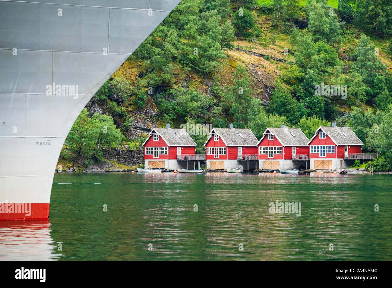 Cruise ship, houses on background Stock Photo - Alamy