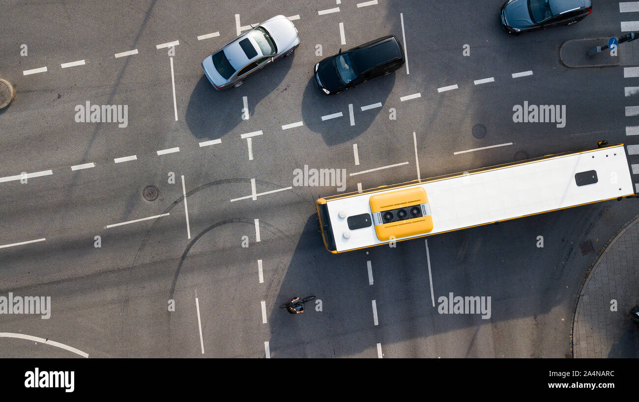 Aerial view of vehicles on crossroad Stock Photo - Alamy