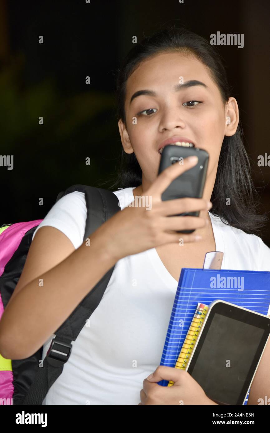 Cute Student Teenager School Girl Making Phone Call Stock Photo - Alamy