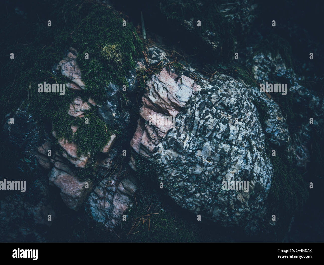 Rock formation with moss Stock Photo - Alamy