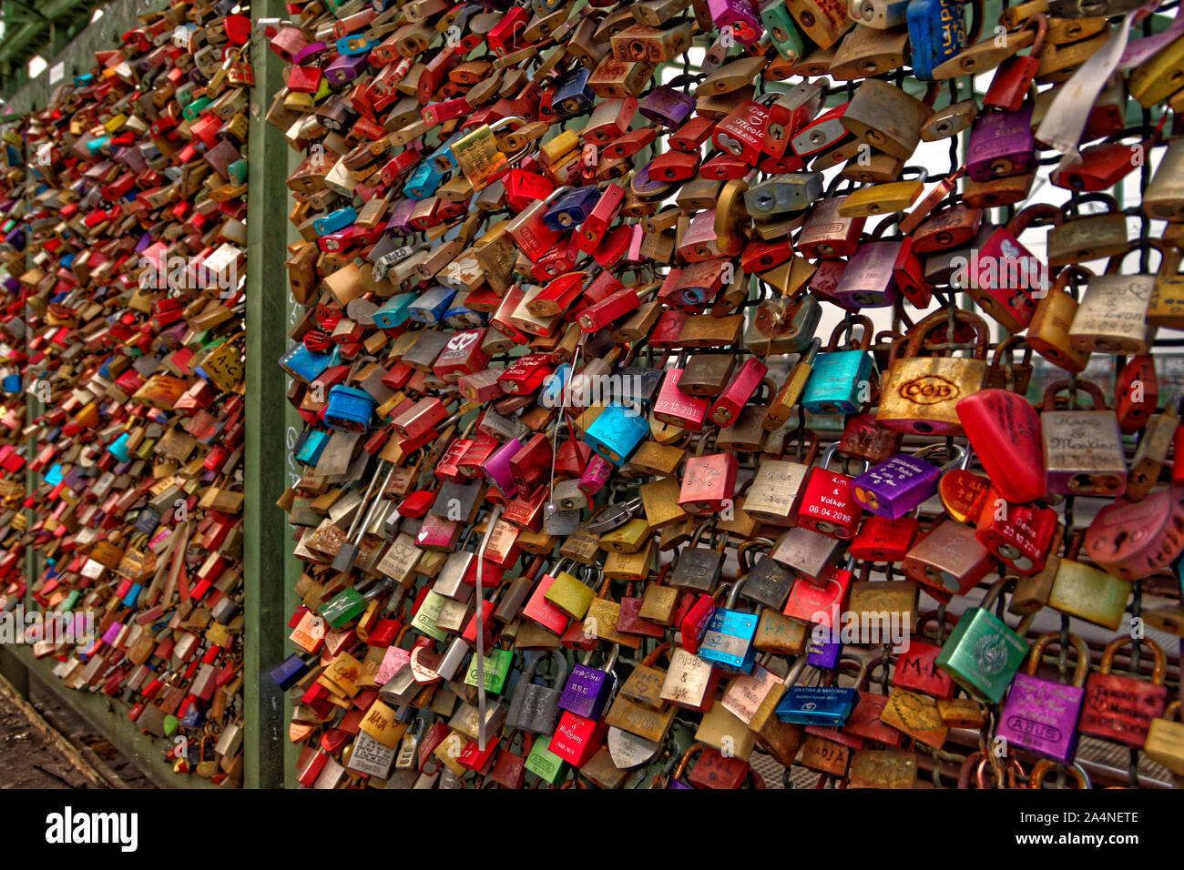 Emotion wish padlocks on Cologne bridge in Germany Stock Photo - Alamy