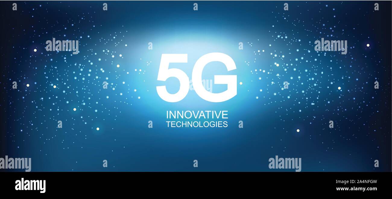 5G Innovative technologies abstract composition vector. Light sparkles ...