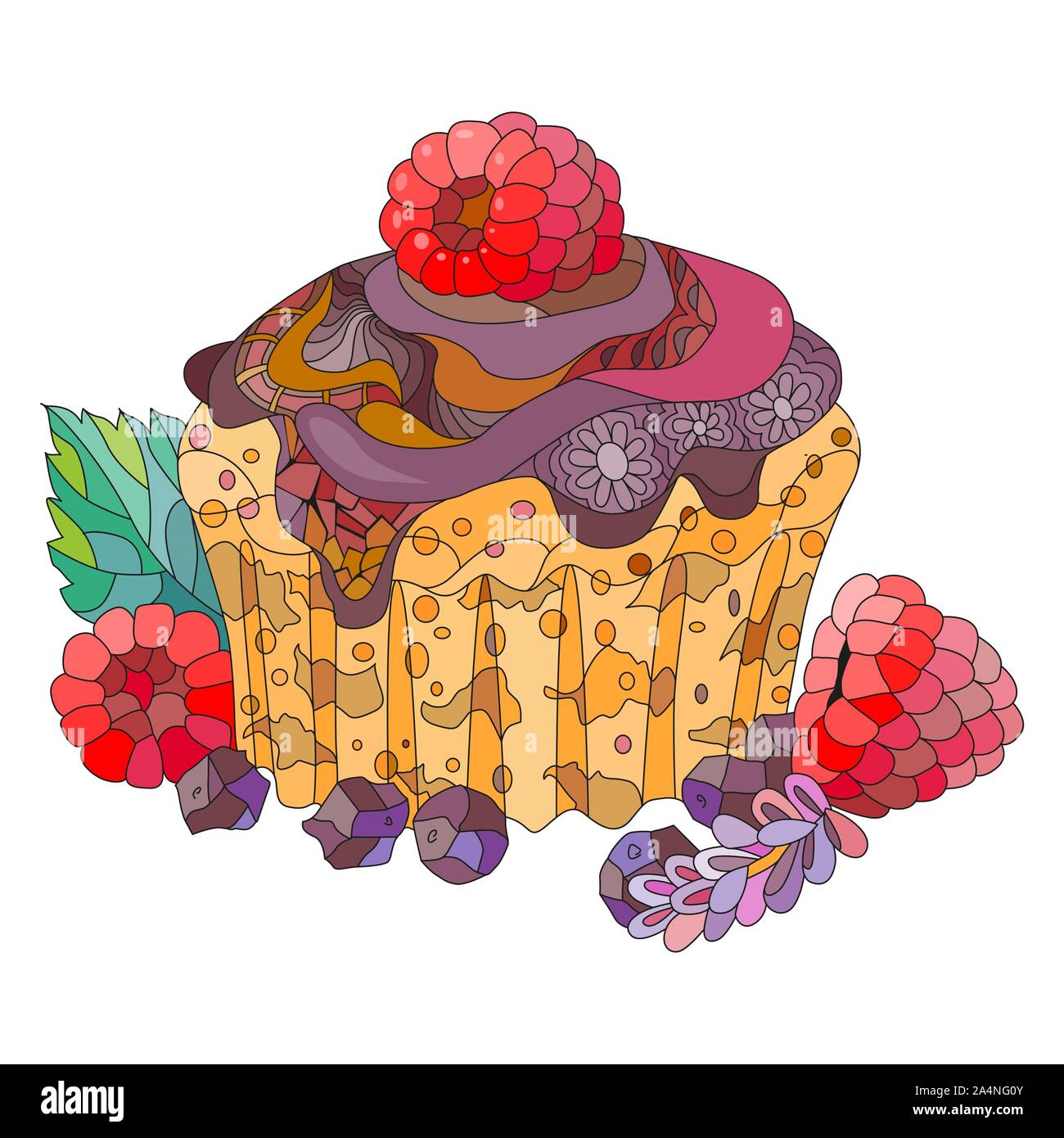 Vector cupcake with chocolate and raspberry for decoration Stock Vector ...