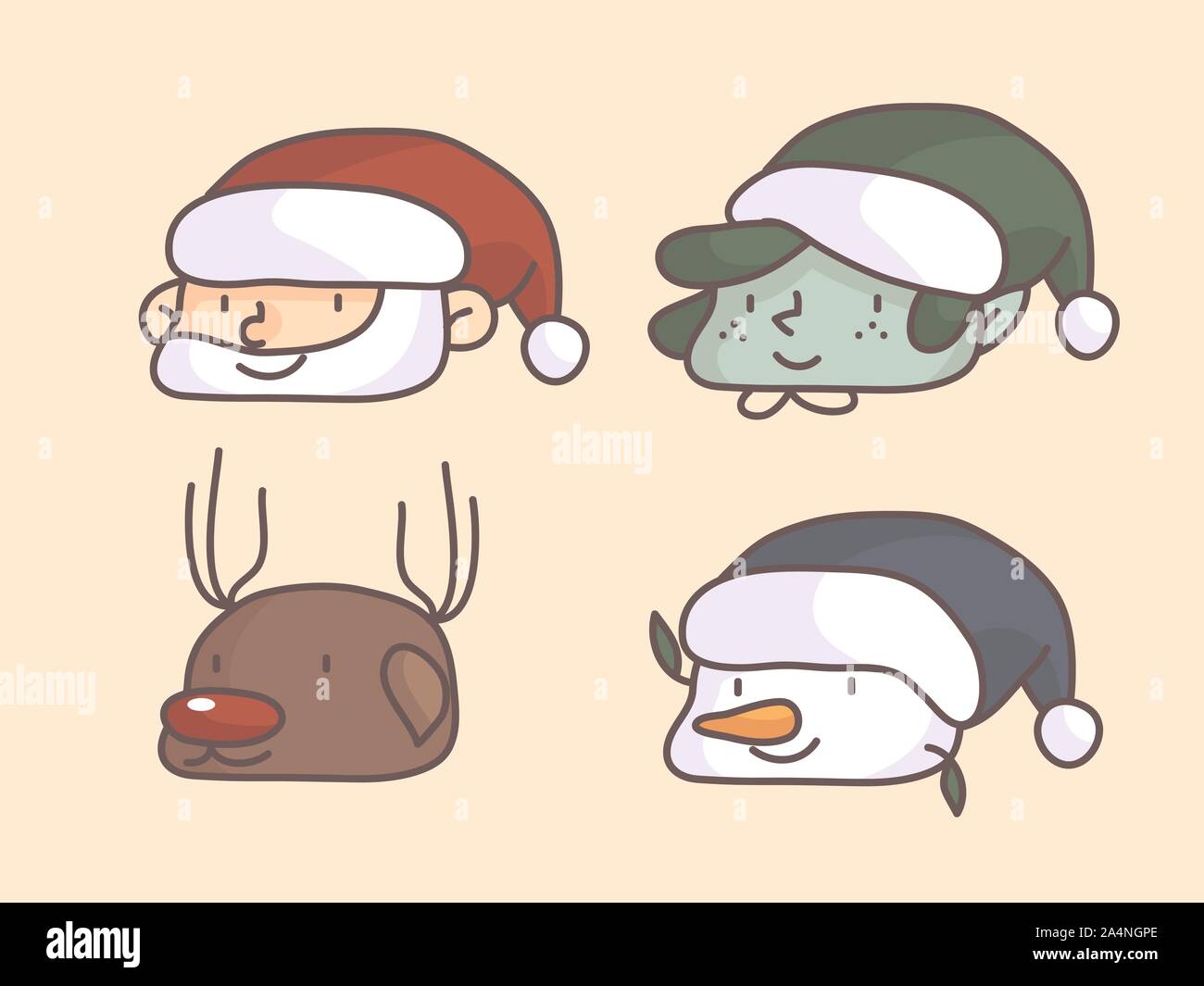 Christmas profile picture of santa snowman dwarf and reindeer Stock ...