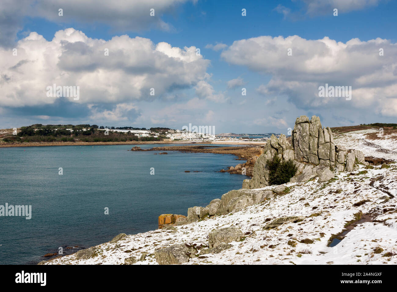 Porthcressa and Hugh Town, from Peninnis Head, St. Mary's, Isles of ...