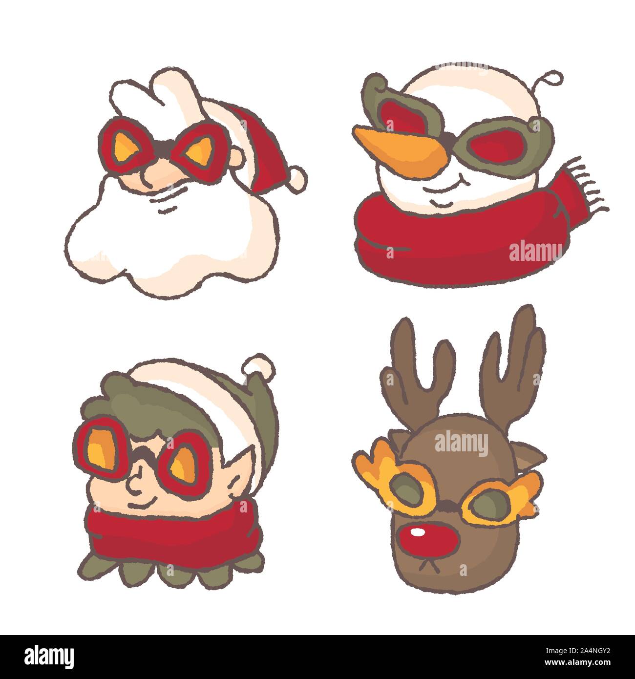 Christmas profile picture of santa snowman dwarf and reindeer Stock ...