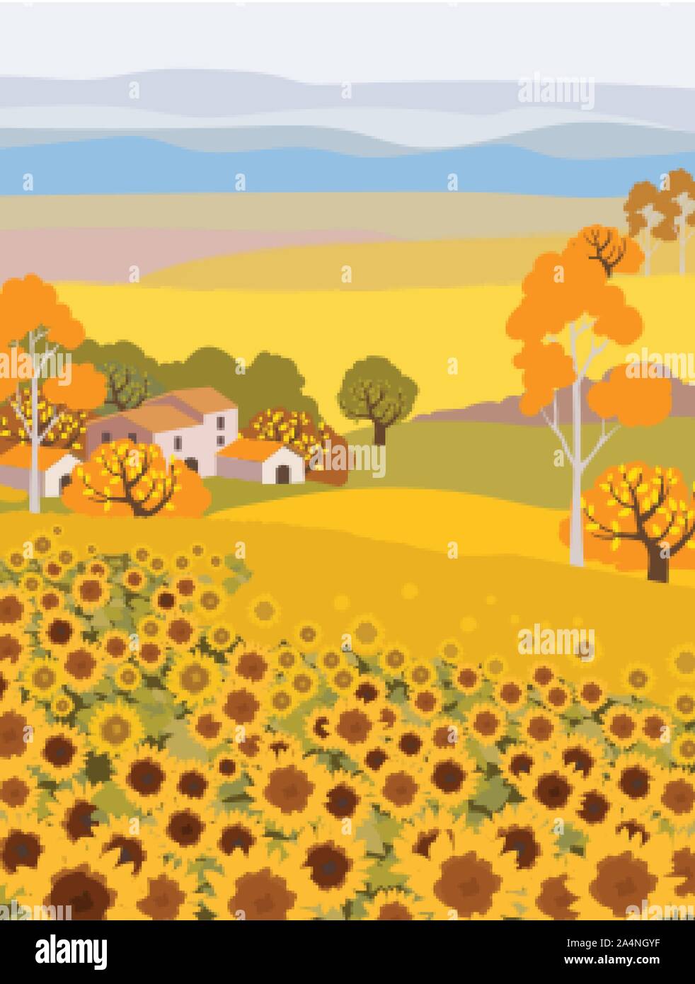 Valley of the sunflower Stock Vector Images - Alamy