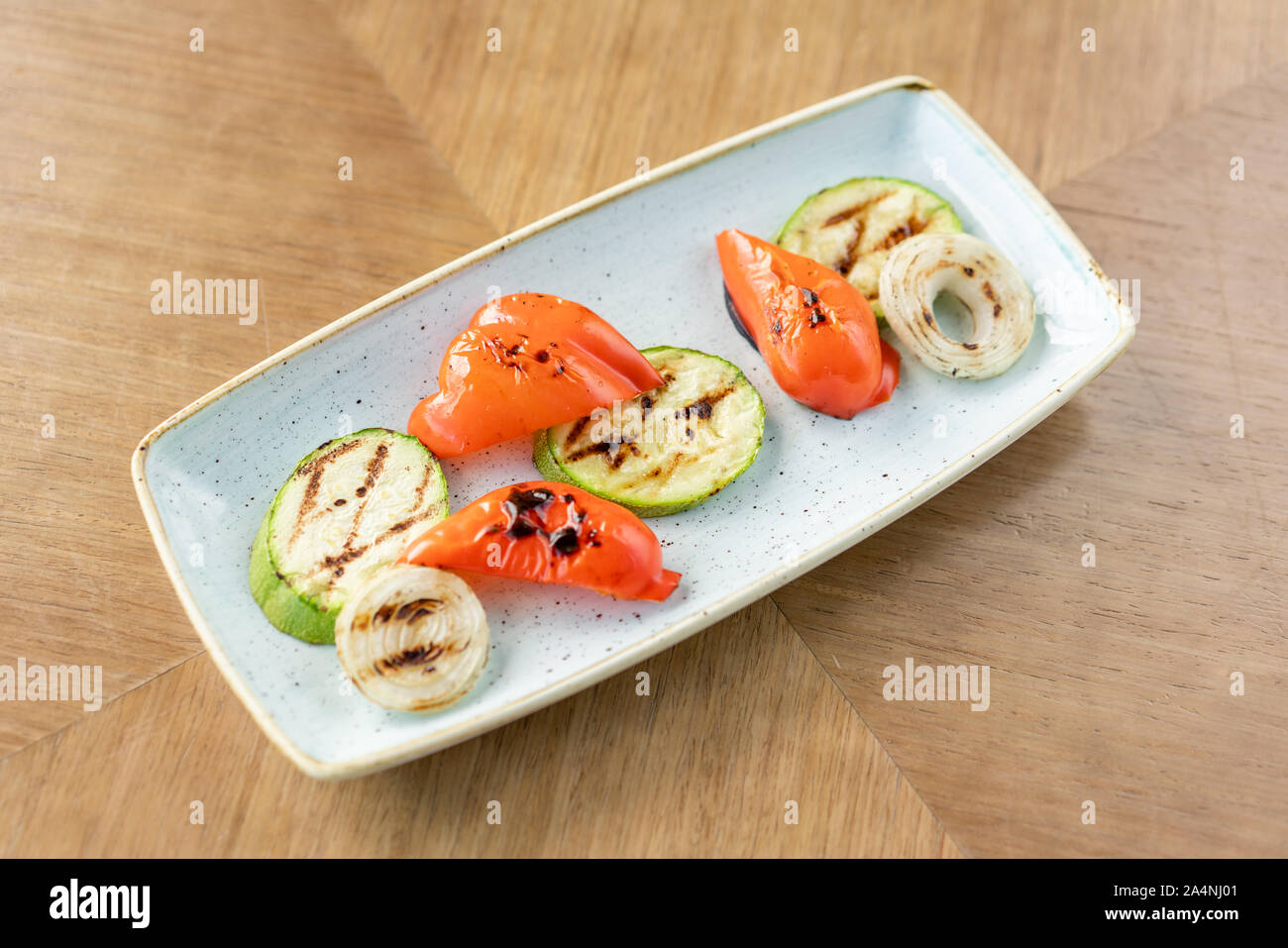 Grilled vegetables. Various side dishes in the restaurant menu Stock ...