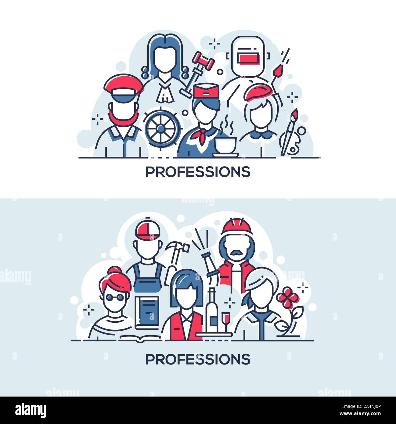 Different people professions vector banner templates set Stock Vector ...