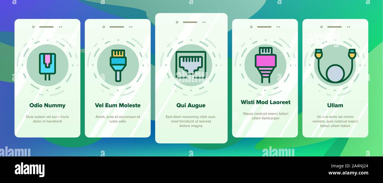 Ethernet Onboarding Elements Icons Set Vector Stock Vector Image And Art