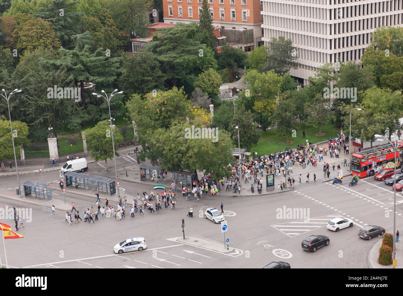 Crowd of protestors marching in Madrid, Spain Stock Photo - Alamy