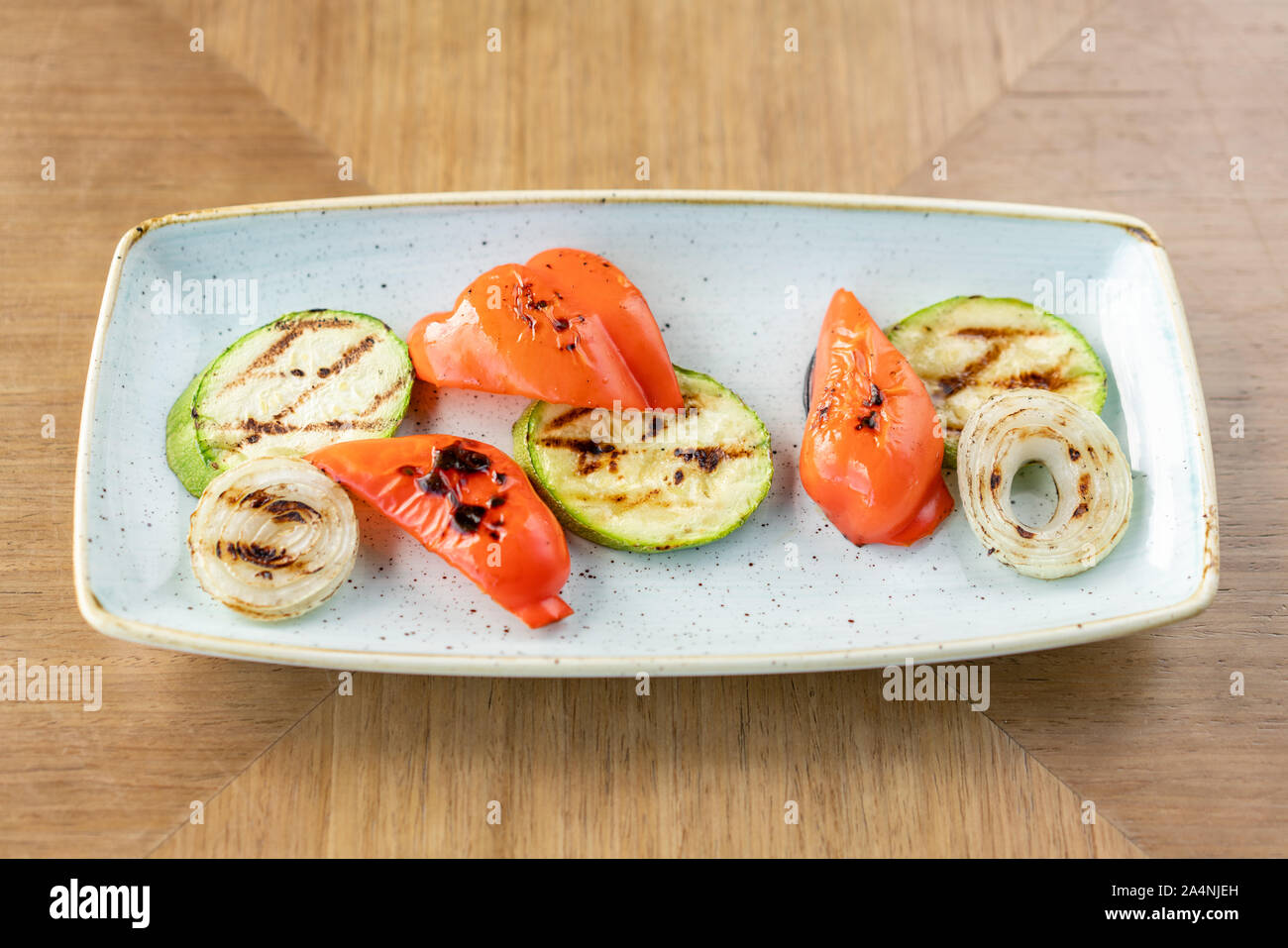 Grilled vegetables. Various side dishes in the restaurant menu Stock ...
