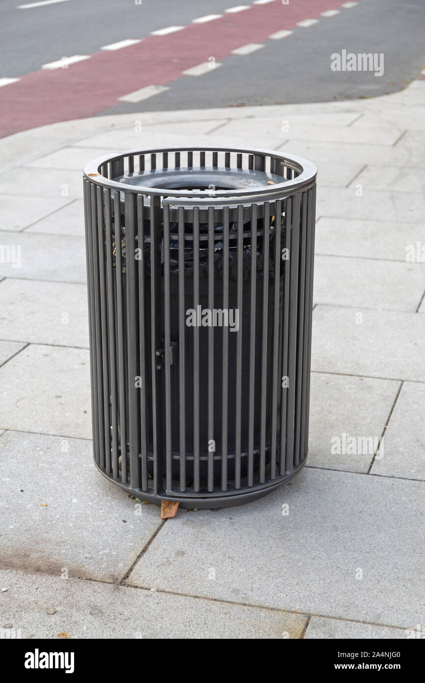 Black Litter Bin at Street in Oslo Norway Stock Photo - Alamy