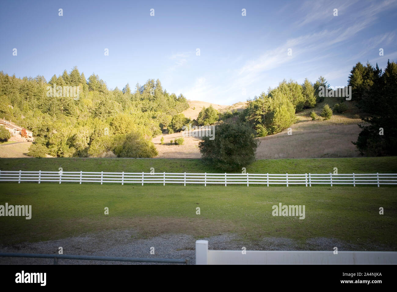 Fenced horse paddock on a ranch Stock Photo - Alamy