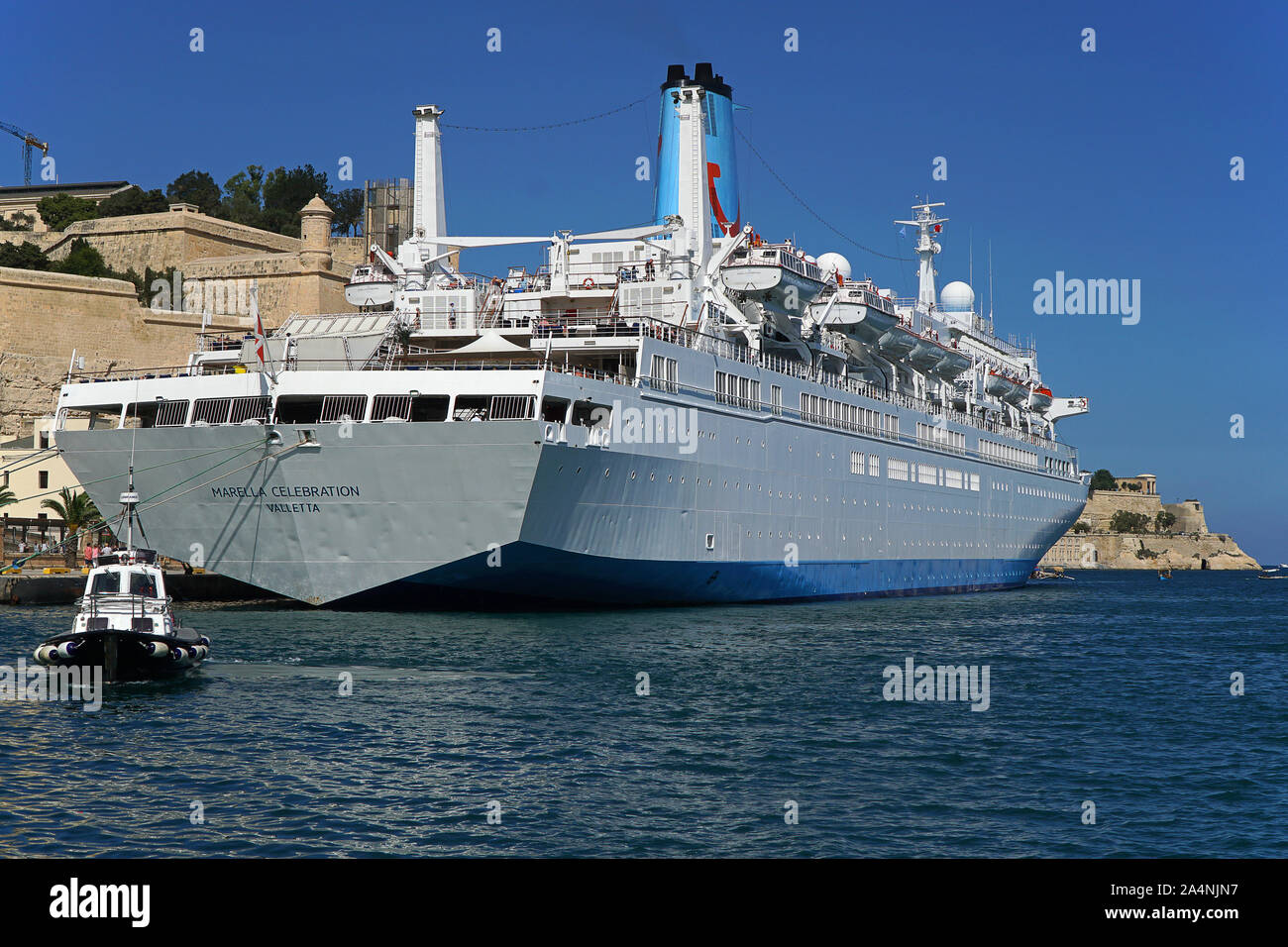 The cruise ship Marella Celebration docked in Valletta, Malta with a ...