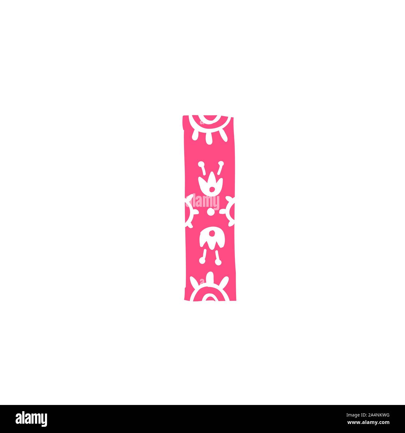 Letter I. Vector. Pink letter with ornament. Applique for clothes. Logo ...