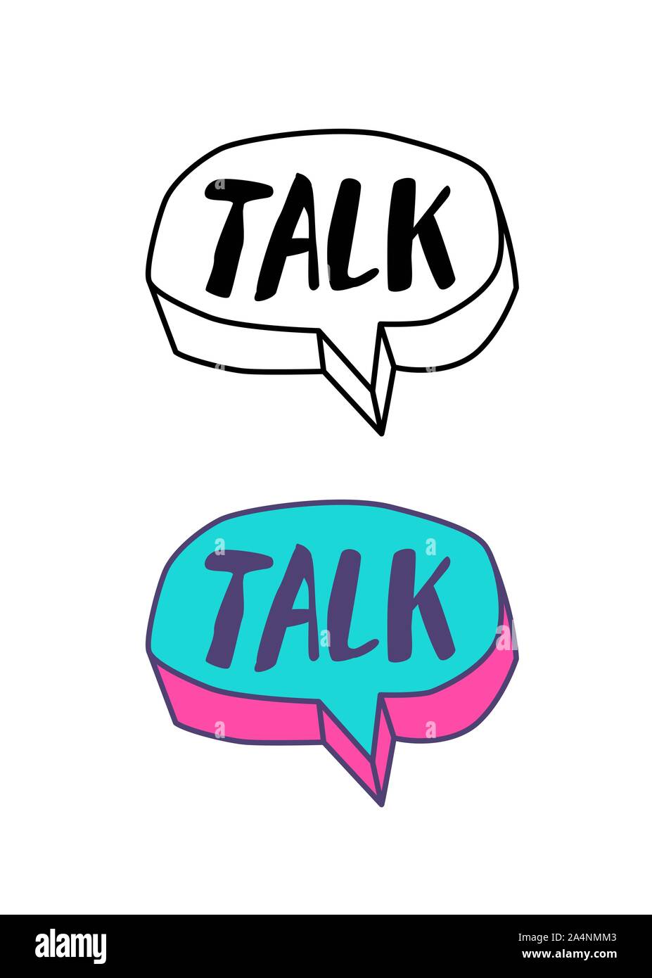 Cloud conversation word logo. Vector. Talk. Simple outline style with ...
