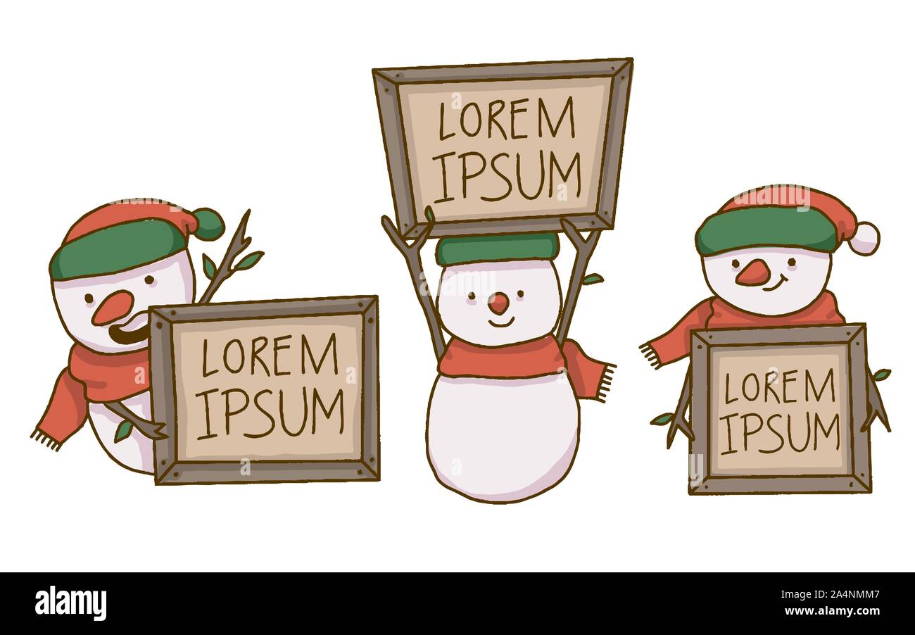Christmas snowman holding wooden text signs Stock Vector Image & Art ...