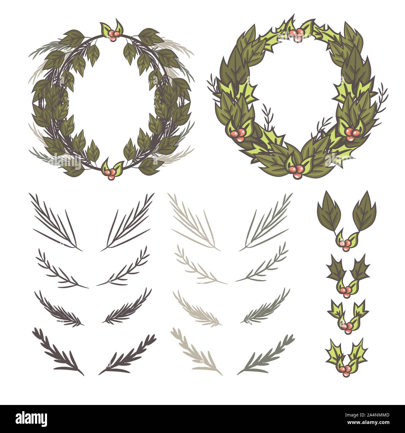 Christmas wreath elements premium vector Stock Vector Image & Art - Alamy