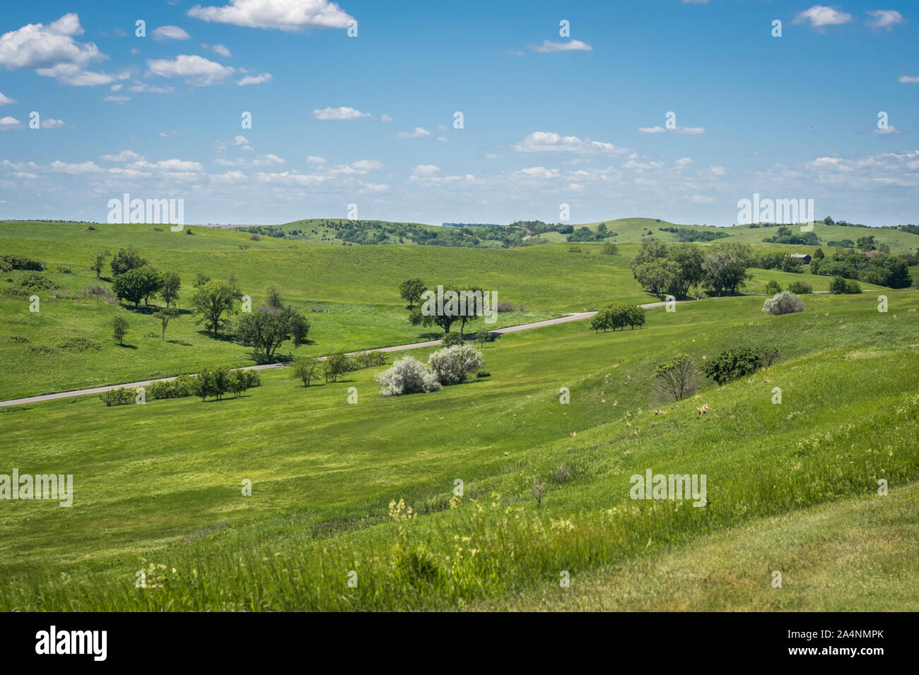Niobrara state park, Nebraska in spring. Beautiful green landscape and ...