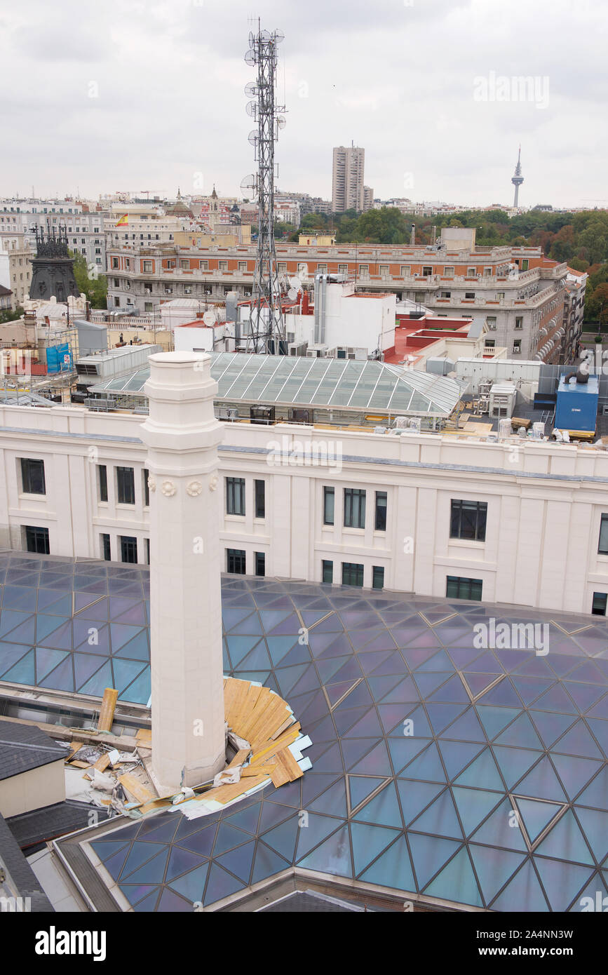 The rooftop of The Cibeles Palace in Madrid, Spain Stock Photo - Alamy