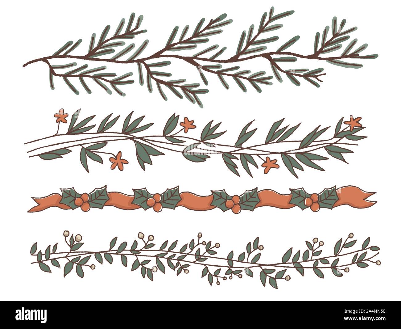 Christmas handdrawn border design set Stock Vector Image & Art - Alamy