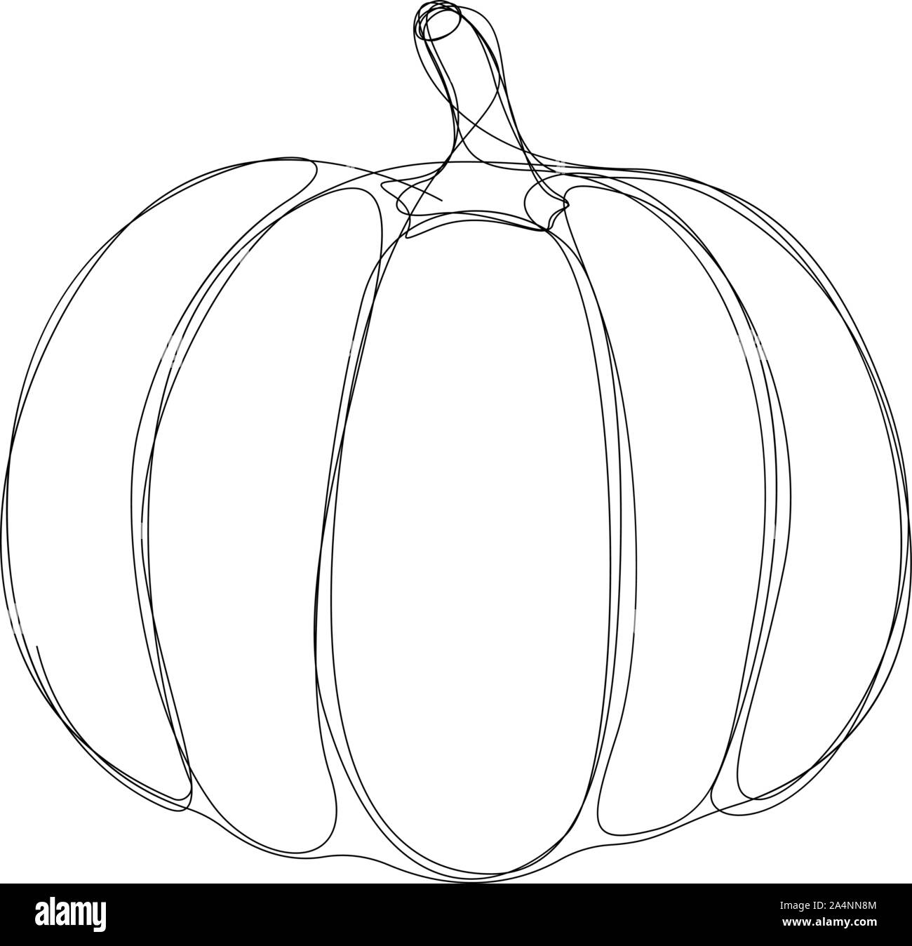 Pumpkin drawn by single line. Minimal style halloween. Vector ...