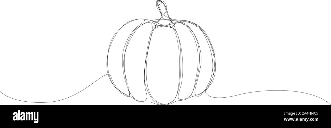 Pumpkin drawn by single line. Minimal style halloween. Vector ...