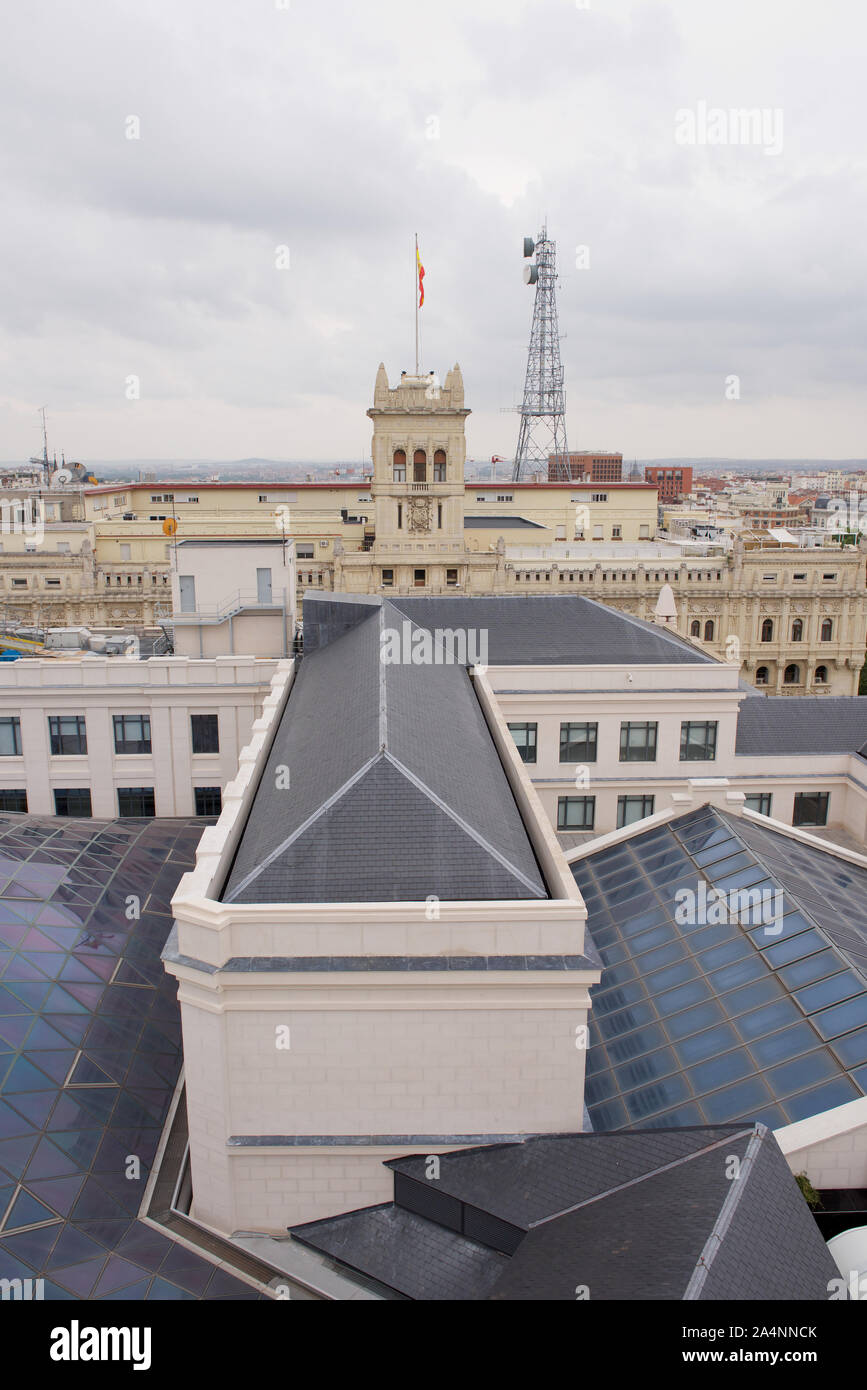The rooftop of The Cibeles Palace in Madrid, Spain Stock Photo - Alamy