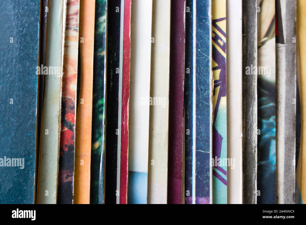 vinyl record packaging in vertical closeup Stock Photo - Alamy