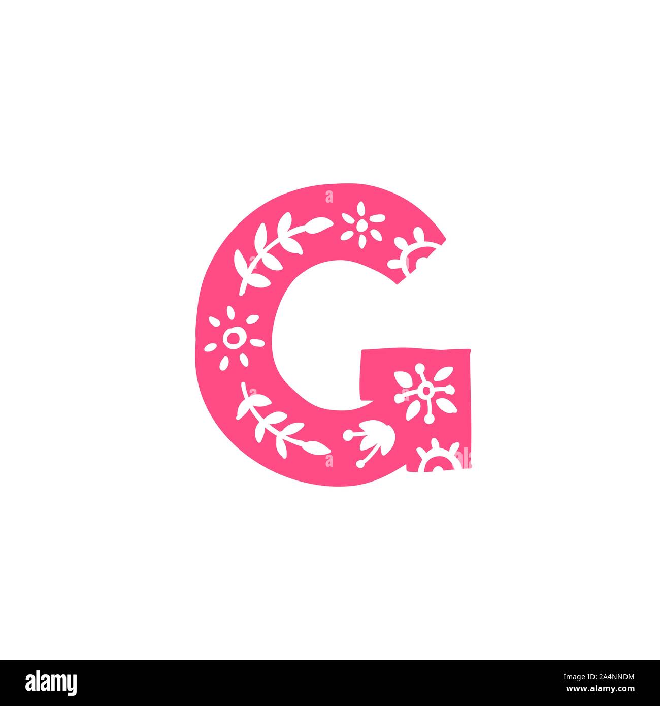 Letter G. Vector. Pink letter with ornament. Applique for clothes. Logo ...