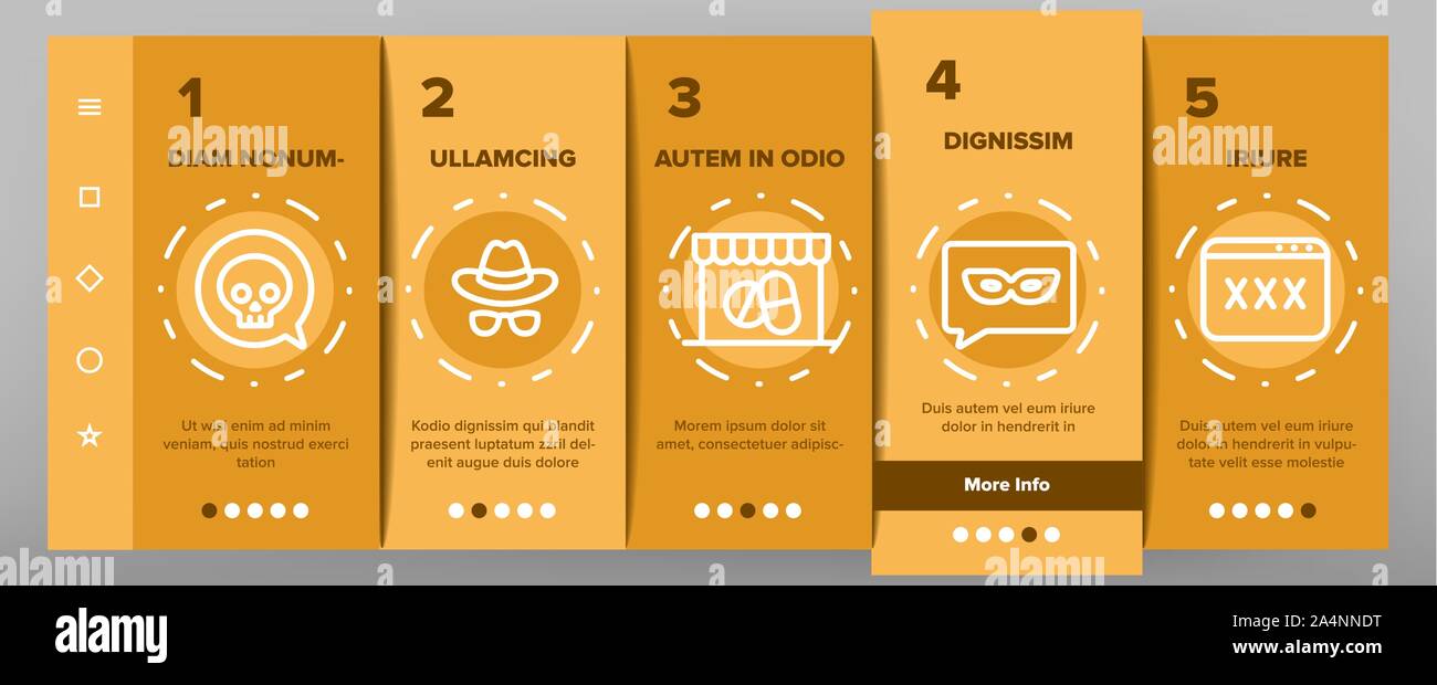 Darknet Onboarding Web Elements Icons Set Vector Stock Vector Image ...